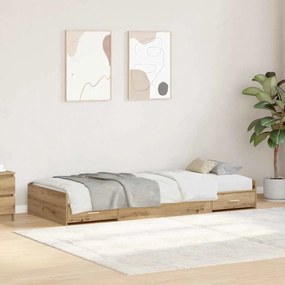 Rám postele s čelo Artisanový dub 90 x 190 cm Kompozitní dřevo 3335252
