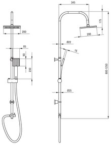Deante Floks, sprchový sloup s 1-funkční ruční a dešťovou hlavicí, chromová, NAC_01FK