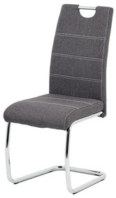 Jídelní židle FOTIA, šedá látka, bílé prošití