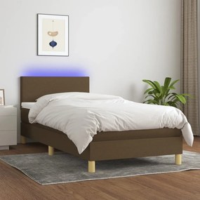 Box spring postel s matrací a LED tmavě hnědá 80x200 cm textil 3133512