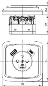 ABB Tango zásuvka s USB nabíjením bílá 5569A-A32357 B s clonkami (2CHA693257A4500)