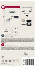Paulmann 93494 LED Coin Nova round, set kulatých bodovek v úpravě broušená ocel, LED 3x6,5W 2700K tříkrokové stmívání, prům. 7,8cm