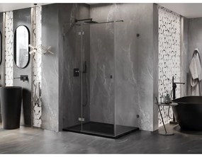 Mexen Lunar T, sklápěcí levý sprchový kout 140 x 110 cm, 8mm čiré sklo, profil grafit broušený, 834T-140-110-66-00-L