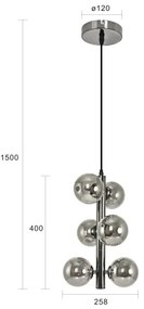 Brilagi - LED Lustr na lanku MILLA 6xG9/3W/230V lesklý chrom/kouřová