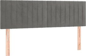 Čelo postele s LED světle šedé 144 x 5 x 78/88 cm samet 3121898