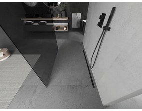 Mexen Kioto, průchozí sprchová zástěna 110 x 200 cm, 8mm šedé sklo, 2x černá stabilizační rozpěra, 800-110-002-70-40
