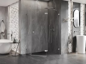 Mexen Lunar, pravý výklopný pětiúhelníkový sprchový kout 100 x 80 cm, 8mm čiré sklo, ocelový profil, 831-100P-080L-97-00-P