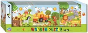 GRAFIX Dřevěné puzzle Zoo / 9 dílků / 12,5x12,5 cm