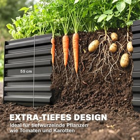 Outsunny vyvýšený záhon z oceli, záhon studený rám zahradní záhon květinový box zásuvný, sadba box sadba zelenina postel 180x90x60cm pro zahradu balk…