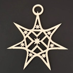 AMADEA Dřevěná ozdoba hvězda s hvězdičkami 8 cm