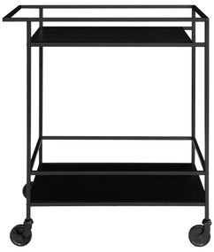 House Nordic Barový vozík se 2 policemi, černý, černý rám\n68x40x79 cm