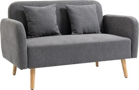HOMCOM 2-místná pohovka s 2 polštáři, měkká pohovka s jemným potahem, opěradlem, ideální do obývacího pokoje či ložnice, 130 x 70 x 80 cm, šedá | Aoso