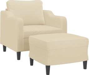Křeslo s podnožkou krémové 60 cm textil 3201129