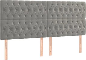 Box spring postel s matrací a LED světle šedá 200x200 cm samet 3136323