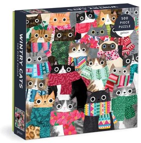 Galison Puzzle Zimní kočky 500 dílků