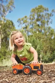 Green Toys Traktor s vlečkou oranžová / od 12 měsíců