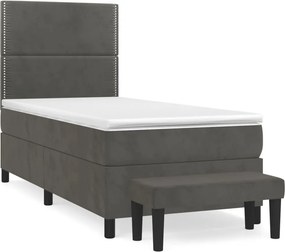 Box spring postel s matrací tmavě šedá 100x200 cm samet 3137768