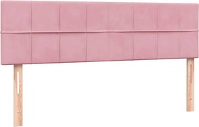 Box spring postel s matrací a LED růžová 160x210 cm samet 3316892