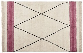 Bavlněný koberec 160 x 230 cm béžový/ růžový AFSAR Beliani