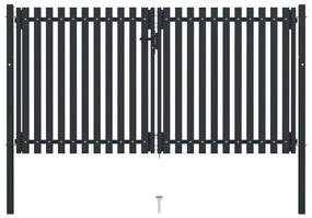 Dvojitá plotová branka ocelová 306 x 200 cm antracitová,  146353