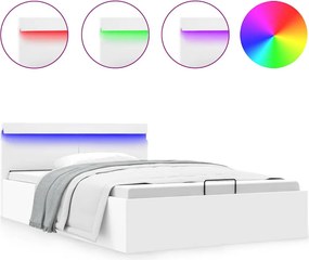 Rám postele LED s úložným prostorem bílý umělá kůže 120x200 cm 285548