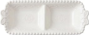 Bílá porcelánová mistička s perličkovým okrajem a motýlky Butterfly - 17*7*3 cm