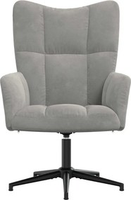 Relaxační křeslo světle šedé samet 328095