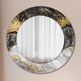 Kulaté dekorativní zrcadlo Mramor a zlato fi 50 cm