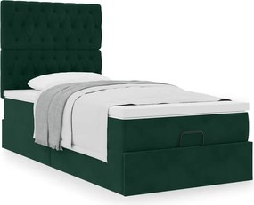 Osmanský rám postele s matracemi tmavě šedá 80x200cm samet 3313508