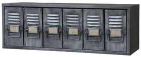 Šedá antik nástěnná kovová skříňka s boxy Factory - 75*24*26cm