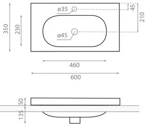 Bathco 0516 - Zápustné umyvadlo ICE 60x35 cm pryskyřice/bílá
