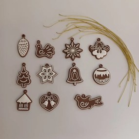 Sada drobných vánočních ozdob, 3 × 4 cm, plast, balení 11 ks