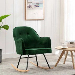 vidaXL Houpací židle tmavě zelená samet
