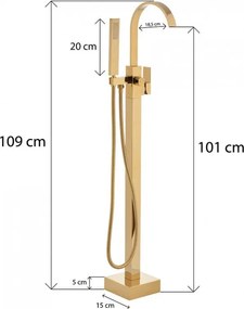 Erga Enzo, volně stojící vanová baterie h-1090, zlatá lesklá, ERG-YKA-BS.ENZO-GLD
