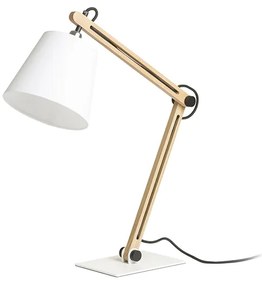 RENDL R14031 NIZZA stolní lampa, pracovní Polycotton bílá/dřevo