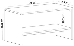 Designový konferenční stolek Wells 90 cm bílý / dub