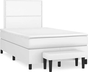 Box spring postel s matrací bílá 120x190 cm umělá kůže 3270446