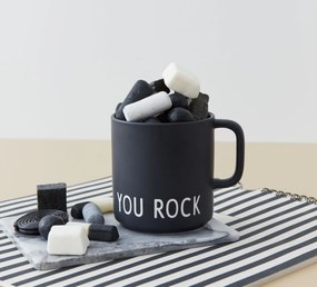 DESIGN LETTERS Porcelánový hrnek s ouškem You Rock 300 ml, černá barva, porcelán