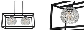 Závěsné svítidlo Crystal Cage, 2x stříbrné křišťálové stínítko v kovovém rámu