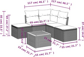 6dílná zahradní sedací souprava s poduškami béžová polyratan 3223671
