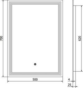 Mexen Taco koupelnové zrcadlo s podsvícením 50 x 70 cm, LED 6000K, proti zamlžení - 9805-050-070-611-00