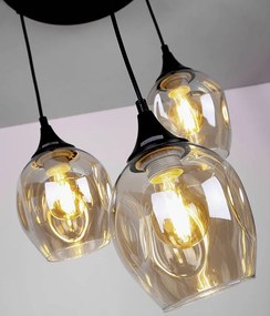 Černo-hnědý závěsný lustr Aspa pro žárovku 3x E27 s kulatou základnou  - Candellux