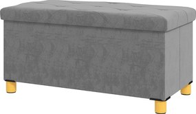 HOMCOM Skládací box na úložný prostor s potahem z sametu, lavička s úložným prostorem pro obývací pokoj, ložnici a chodbu 76 x 38 x 38 cm, šedá | Aoso