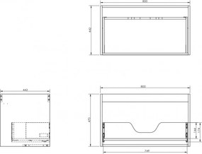 Mexen Box-A, závěsná skříňka 80 cm, 1 zásuvka, dub, 91AX0-0800-470-1-81