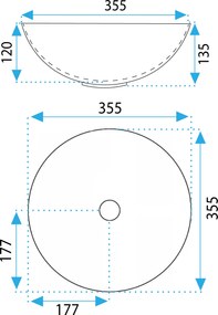 Rea Stella, umyvadlo na desku 355x355x135 mm, bílá-zlatý okraj, REA-U7445
