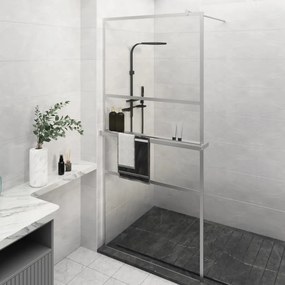 Zástěna do průchozí sprchy s policí chrom 90x195 cm ESG/hliník 3185495