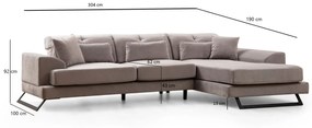 Atelier del Sofa Rohová sedací souprava Frido Right (L3+Chl), Světlá Šedá