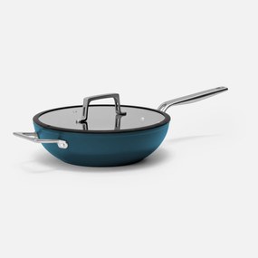 Fabini Wok pánev Meda 4.0, ø 28 cm - Nepřilnavá pánev s keramickým povrchem s poklicí, modrá / 2. jakost