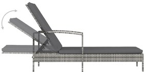 vidaXL Marketos Zahradní lehátko s područkami polyratan šedé
