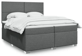 Box spring postel s matrací tmavě šedá 200x200 cm textil 3290589